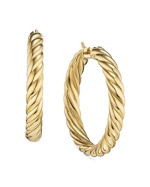 David Yurman Sculpted Cable Hoop Earrings - Gold