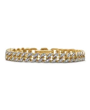 David Yurman 18k Yellow Curb Chain Bracelet With Diamonds - Gold
