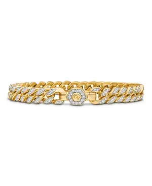 David Yurman 18k Yellow Curb Chain Bracelet With Diamonds
