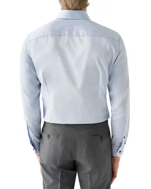 Eton Contemporary Fit Twill Shirt With Contrast Buttons - Blue