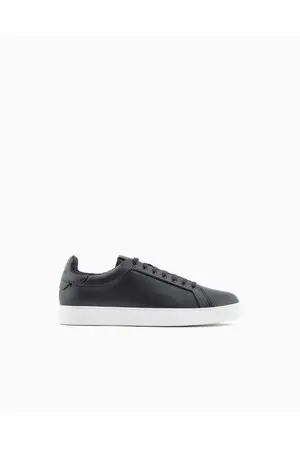 Emporio Armani Leather Sneakers - Black