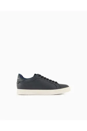 Emporio Armani Leather Sneakers - Navy