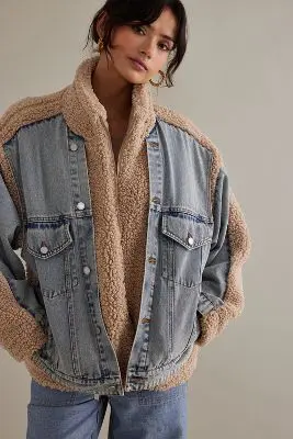Blanknyc Fuzzy Wuzzy Sherpa Denim Jacket