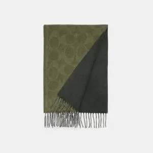 COACH Reversible Signature Cashmere Muffler - Olive