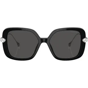 SWAROVSKI 56mm Square Sunglasses - Black