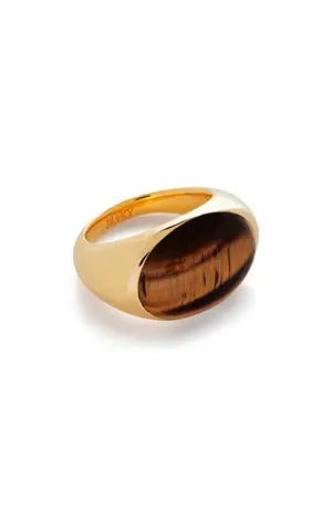 Monica Vinader X Kate Young Tiger's Eye Ring - 18k Gold Vermeil