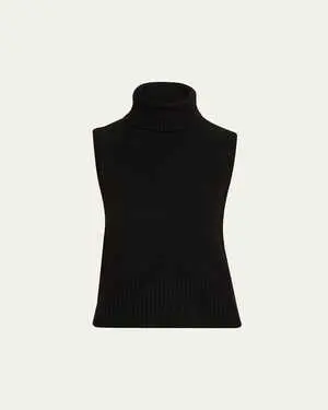 Veronica Beard Mazzy Cashmere Turtleneck Shell - Black