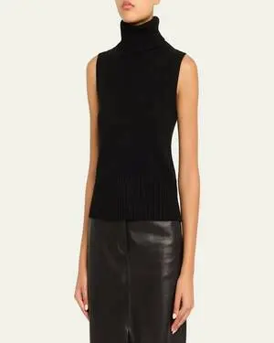 Veronica Beard Mazzy Cashmere Turtleneck Shell - Black