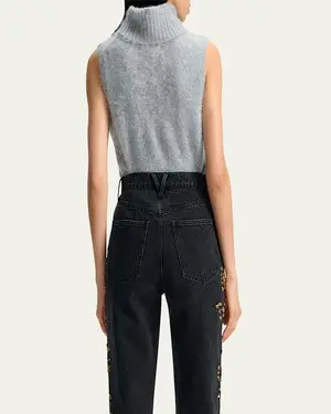 Veronica Beard Mazzy Cashmere Turtleneck Shell - Black