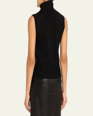 Veronica Beard Mazzy Cashmere Turtleneck Shell - Black