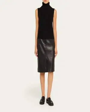 Veronica Beard Mazzy Cashmere Turtleneck Shell - Black