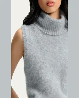 Veronica Beard Mazzy Cashmere Turtleneck Shell - Black