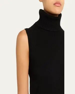 Veronica Beard Mazzy Cashmere Turtleneck Shell - Black