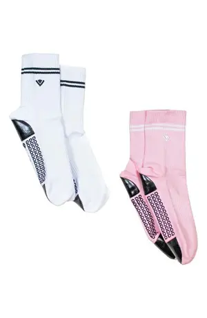 AREBESK Assorted 2-pack Grip Crew Socks - Small