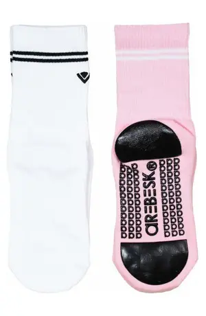 AREBESK Assorted 2-pack Grip Crew Socks - Small