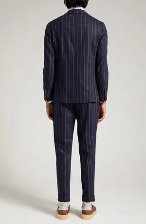Eleventy Pinstripe Wool & Cashmere Stretch Flannel Suit