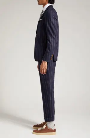 Eleventy Pinstripe Wool & Cashmere Stretch Flannel Suit