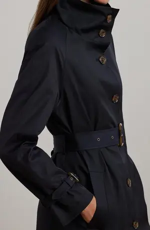 Ralph Lauren Stand Collar Trench Coat - Dark Navy