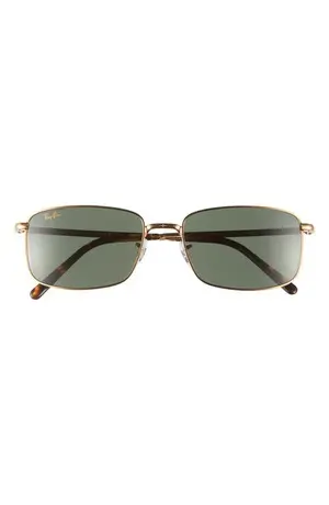 Ray-ban 57mm Rectangle Sunglasses - Gold