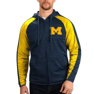 G-III SPORTS BY CARL BANKS Michigan Wolverines Neutral Zone Raglan Full-zip Track Jacket Hoodie - Navy