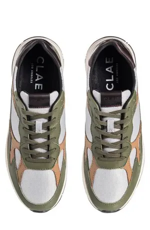 Clae Zuma Color Blocked Sneakers - Olive Leather Camel Walrus