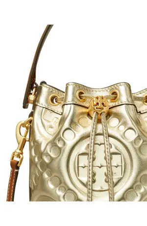 Tory Burch T-monogram Embossed Puffy Metallic Leather Bucket Bag
