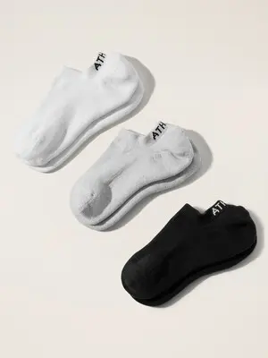 Athleta Everyday No Show 3-pack Socks - Black/grey/white Multi
