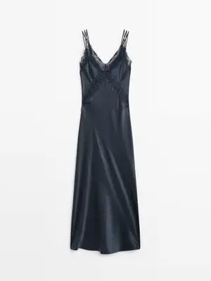 Massimo Dutti Long Lace Camisole Dress Studio