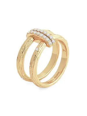 ANABEL ARAM Enchanted Forest 18k--plated & Cubic Zirconia Double Ring - Gold