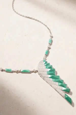 GARRARD Wings Rising Malachite And Diamond Necklace - Gold