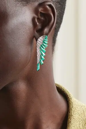 GARRARD Wings 18-karat White Malachite, And Diamond Earrings