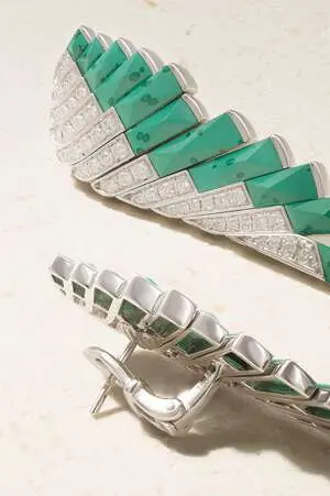 GARRARD Wings 18-karat White Malachite, And Diamond Earrings