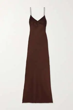 Faithfull The Brand Net Sustain Santiana Lenzing Ecovero-Satin Maxi Dress  In Brown - 60% Off | Editorialist