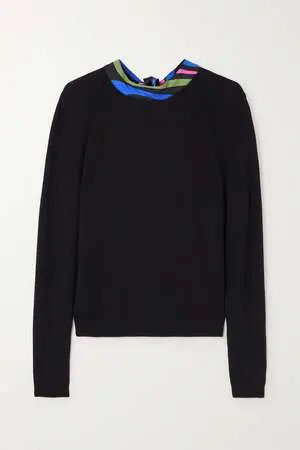 Emilio Pucci Silk-twill Trimmed Wool Sweater