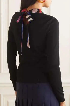 Emilio Pucci Silk-twill Trimmed Wool Sweater