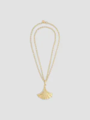ANABEL ARAM Ginkgo 18k--plated & Cubic Zirconia Pendant Necklace - Gold