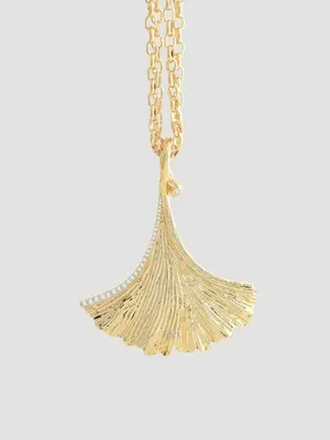 ANABEL ARAM Ginkgo 18k--plated & Cubic Zirconia Pendant Necklace