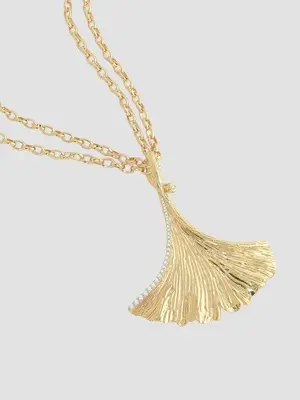 ANABEL ARAM Ginkgo 18k--plated & Cubic Zirconia Pendant Necklace