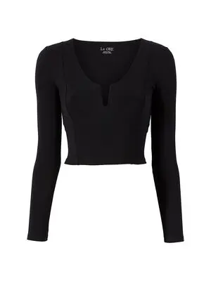 Bandier Women's Le Ore Veneto Long-Sleeve Crop Top - Black  - Black