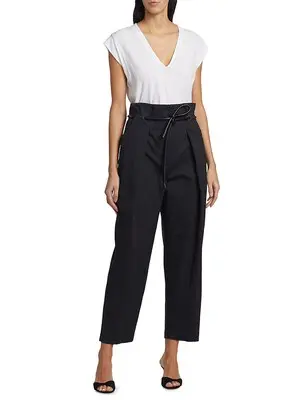 3.1 Phillip Lim Orgami Belted Straight-leg Trousers - Black