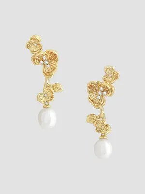 ANABEL ARAM Orchid 18k--plated, Cubic Zirconia & Freshwater Pearl Drop Earrings - Gold