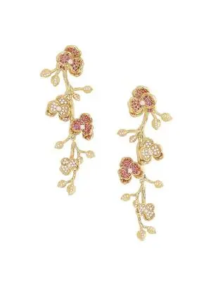 ANABEL ARAM Orchid 18k-gold-plated & Cubic Zirconia Drop Earrings - Fuchsia