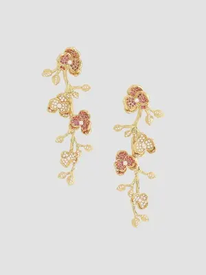 ANABEL ARAM Orchid 18k-gold-plated & Cubic Zirconia Drop Earrings - Fuchsia