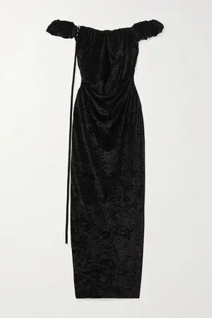 Jacquemus Off-the-shoulder Embellished Stretch-velour Gown