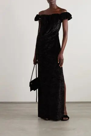 Jacquemus Off-the-shoulder Embellished Stretch-velour Gown