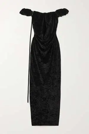 Jacquemus Off-the-shoulder Embellished Stretch-velour Gown