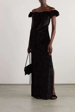 Jacquemus Off-the-shoulder Embellished Stretch-velour Gown
