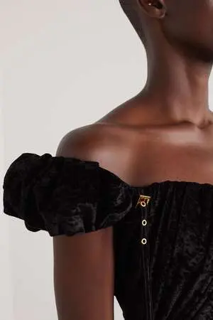 Jacquemus Off-the-shoulder Embellished Stretch-velour Gown