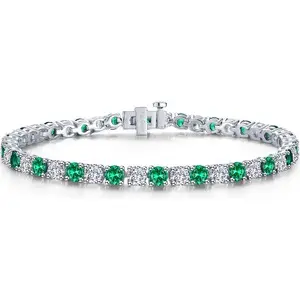 Lafonn Simulated Emerald And Simulated Diamond Tennis Bracelet - Green