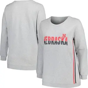 Profile Nebraska Huskers Side Stripe Pullover Sweatshirt - Heather Gray